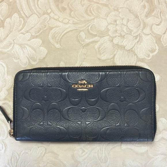 Coach | Accessories | Coach Signature Embossed C Print Zip Around ...